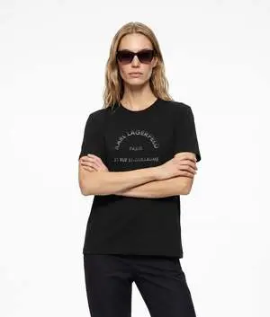 Karl Lagerfeld Exclusive Rue St-guillaume Rhinestone T-shirt - Black