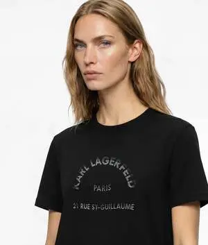 Karl Lagerfeld Exclusive Rue St-guillaume Rhinestone T-shirt - Black