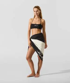 Karl Lagerfeld Signature Monochrome Pareo - Black