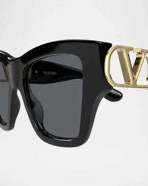 Valentino Garavani V Logo Vg0052s V Combi 53mm Butterfly Sunglasses - Black
