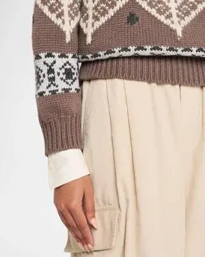 Brunello Cucinelli Nordic Heritage Fair-isle Cashmere Knit Turtleneck Sweater