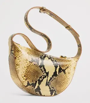 JOSEPH Leather Snake-embossed Bean Shoulder Bag