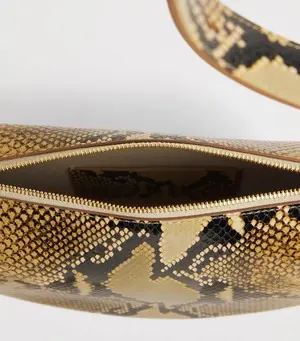 JOSEPH Leather Snake-embossed Bean Shoulder Bag