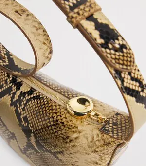 JOSEPH Leather Snake-embossed Bean Shoulder Bag