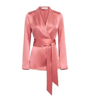 JOSEPH Silk Satin Archer Jacket - Red