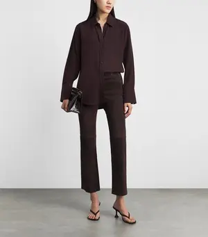 JOSEPH Suede Flared Duke Trousers
