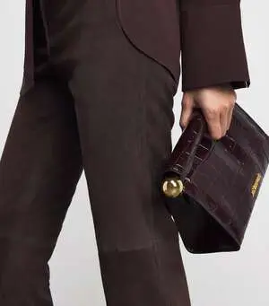 JOSEPH Suede Flared Duke Trousers