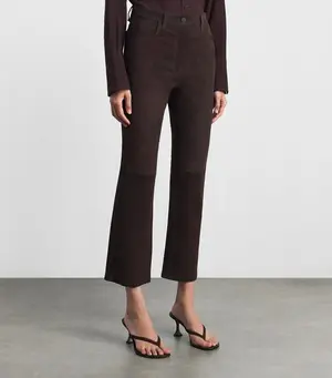 JOSEPH Suede Flared Duke Trousers