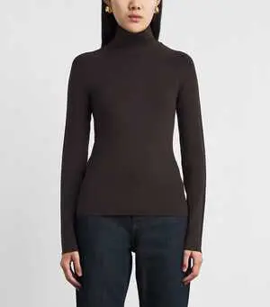 JOSEPH Silk-blend High-neck Lola Top - Brown