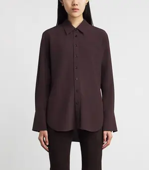 JOSEPH Silk Crepe De Chine Joe Blouse - Brown