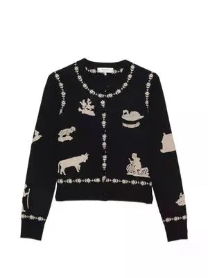 Sea Embroidered Intarsia-knit Cardigan