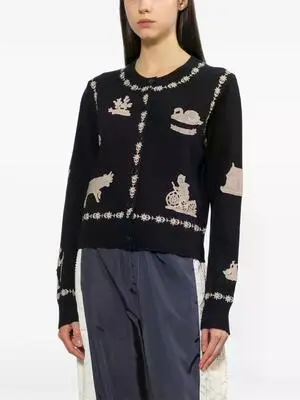 Sea Embroidered Intarsia-knit Cardigan