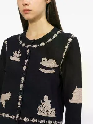 Sea Embroidered Intarsia-knit Cardigan