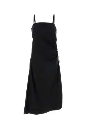 Carven Satin Mini Dress With Statement Draping - Black