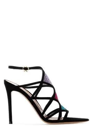 GIANVITO ROSSI Confetti Mesh And Suede Sandals With 10.5 Cm Heel