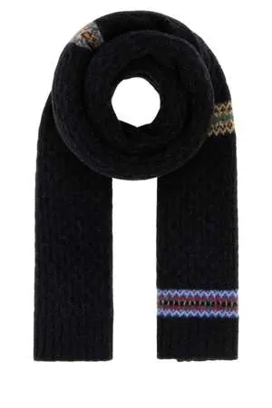 Stella McCartney Virgin Wool Scarf In Slate Weave - Black