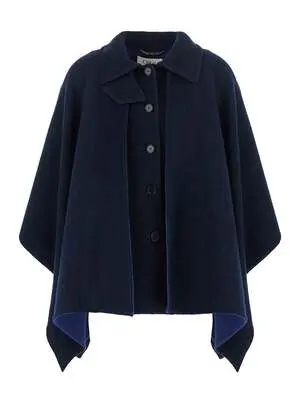 Chloé Wool High-collar Cape With Front Zip Closure