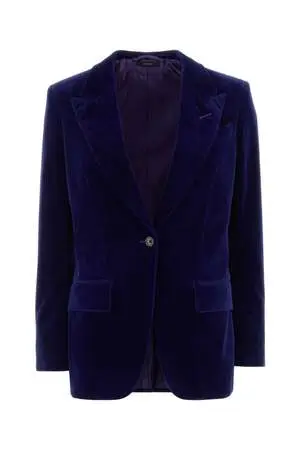 TOM FORD Tom Ford Blue Stretch Velvet Blazer