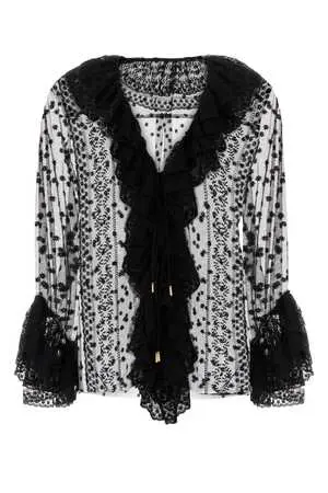 Alberta Ferretti Tulle Knit Blouse With Sheer Texture