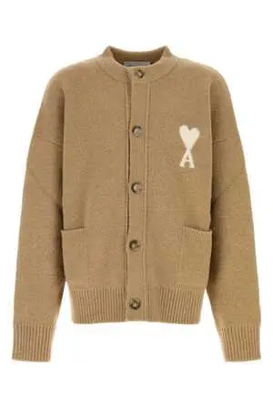 AMI Paris Stretch Alpaca Blend Cardigan - Camel