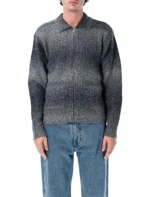 Obey Zip-front Knit Polo Sweater - Charcoal Multi