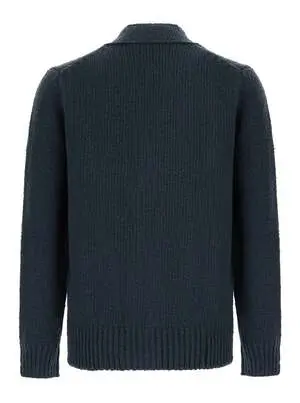 KANGRA Wool Blend Cardigan With Button Front, Classic Collar And Long Sleeves