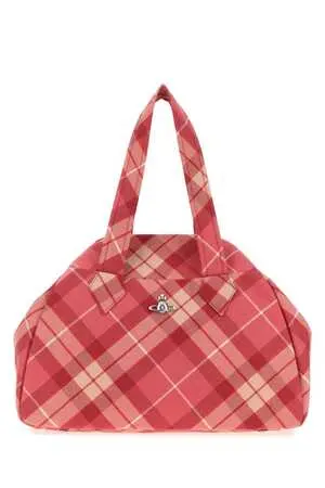 VIVIENNE WESTWOOD Embroidered Archive Shopping Handbag - Checked