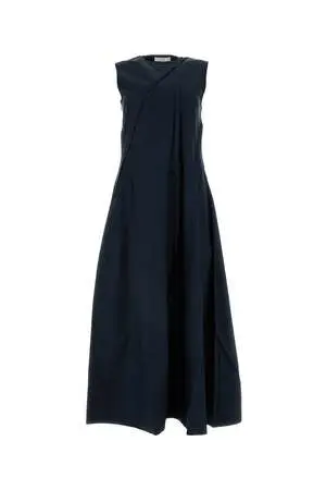 Co Sleeveless Draped Gown - Navy