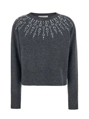 JUCCA Jucca Tech Fabric Sweater With Front Applications And Round Neck