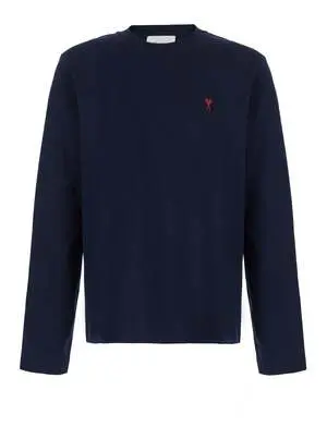 AMI Paris Long-sleeve T-shirt With Of Coeur Logo - Blu