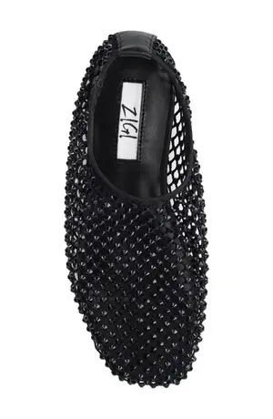 ZIGI Cray Rhinestone Mesh Flat - Black