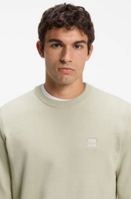 BOSS Cotton-blend Sweater With Logo Patch