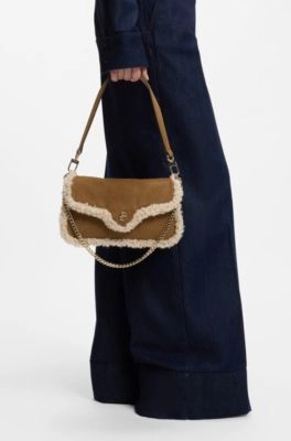 BOSS Shoulder Bag With Faux Fur Trim