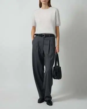 Soft Goat Sweater Brushed Short Sleeve Cashmere