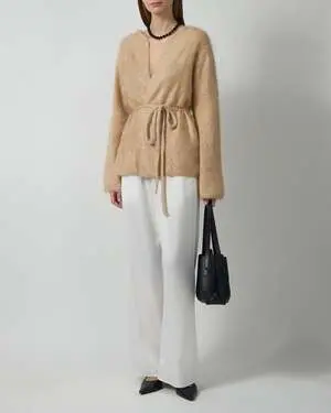 Soft Goat Cardigan Brushed Cashmere - Camel