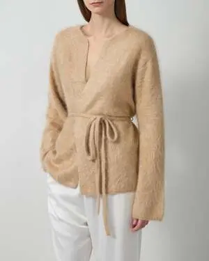 Soft Goat Cardigan Brushed Cashmere - Camel