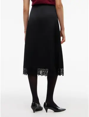 Tommy Hilfiger Lace-trimmed Satin Midi Slip Skirt