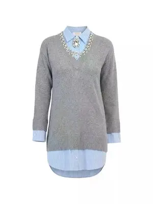 Cinq À Sept Santina Crystal-embellished Layered Mini Dress - Grey