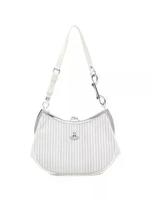VIVIENNE WESTWOOD Orb-plaque Pinstripe-pattern Shoulder Bag