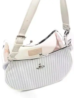 VIVIENNE WESTWOOD Orb-plaque Pinstripe-pattern Shoulder Bag