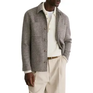 REISS Gano Wool Blend Check Shirt Jacket - Brown