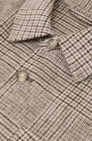 REISS Gano Wool Blend Check Shirt Jacket