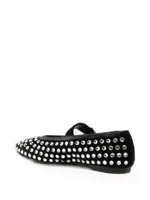 GISEL B Gold Crystal-embellished Ballet Flats - Black