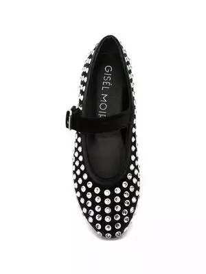 GISEL B Gold Crystal-embellished Ballet Flats
