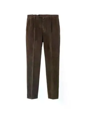 BRIGLIA 1949 Corduroy Pleated Trousers - Brown