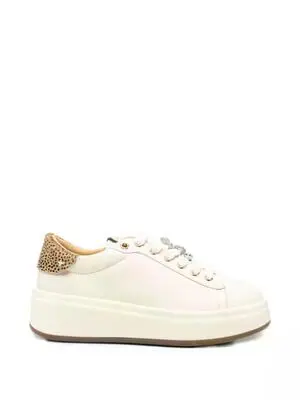 GIO+ Olivia146 Crystal-embellished Leather Sneakers - Neutrals