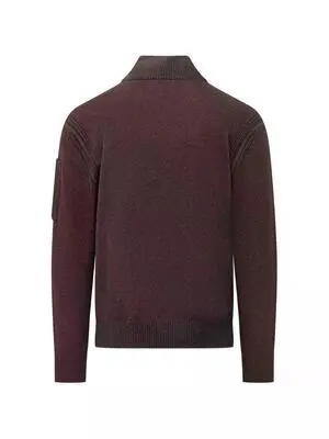 C.P. COMPANY Fleece Knit Lens Half-zip Sweater - Red
