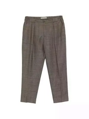 BRIGLIA 1949 Portobello Check Pleated Trousers - Brown