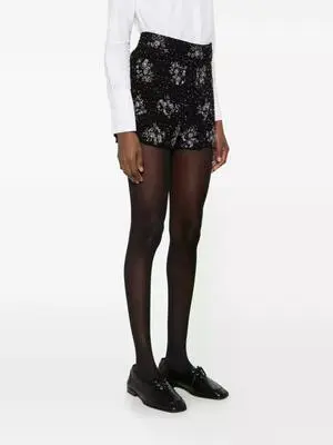 Antik Batik Sequin-embellished Floral-embroidered Shorts