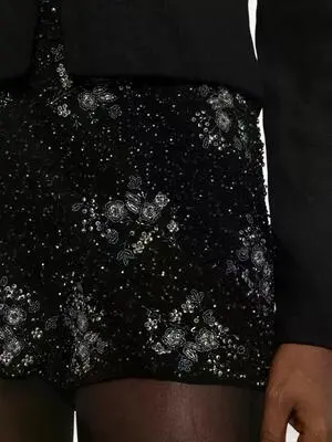 Antik Batik Sequin-embellished Floral-embroidered Shorts